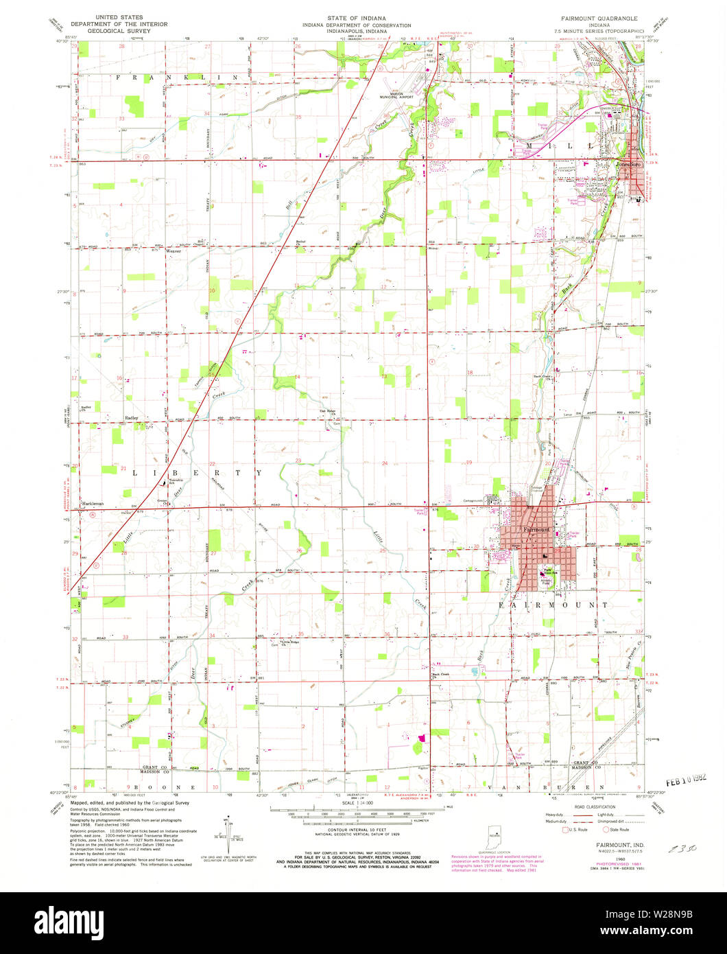 USGS TOPO Map Indiana IN Fairmount 156931 1960 24000 Restoration Stock ...