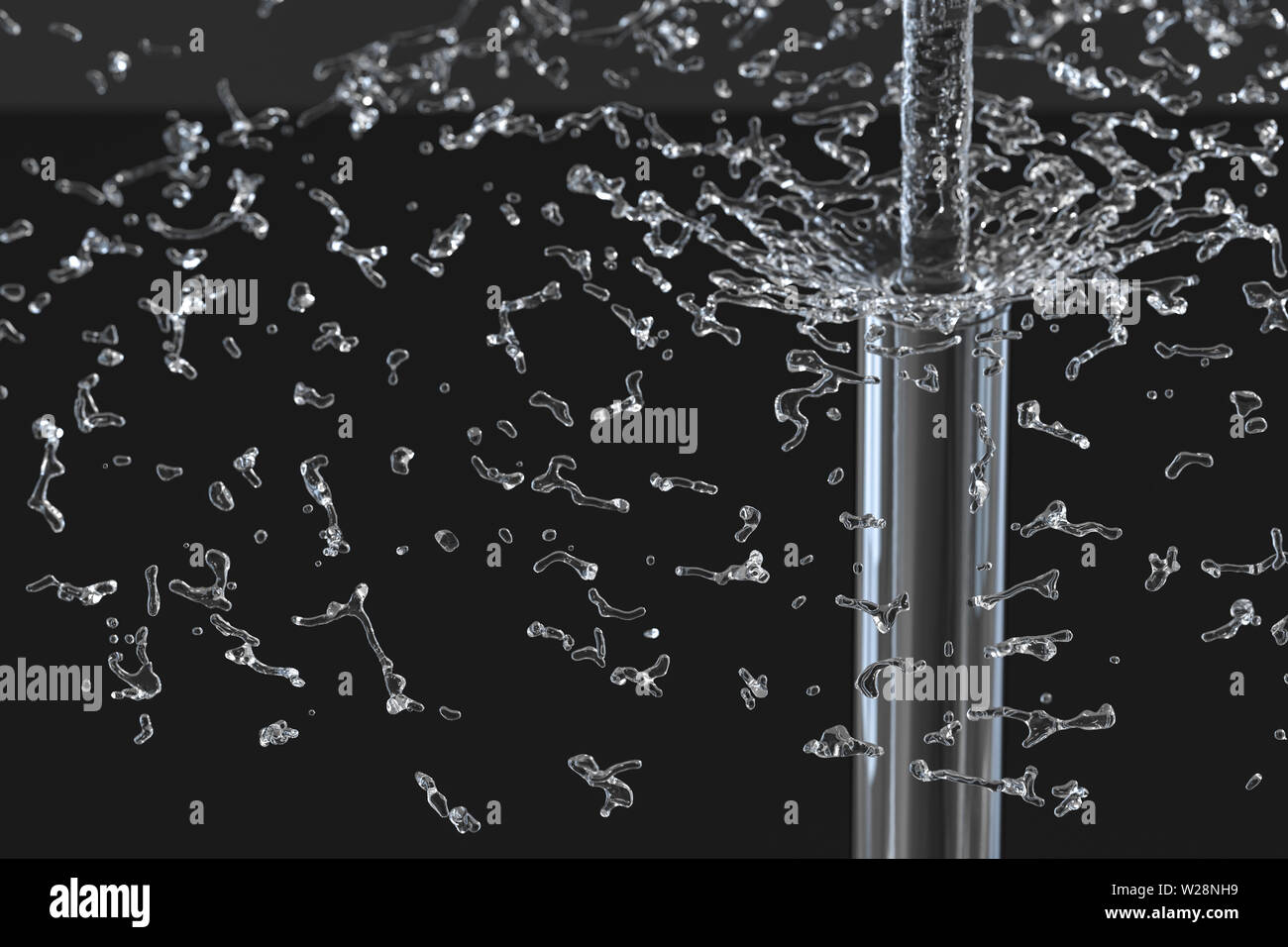 Chemical test tube and splashing water in the lab, 3d rendering ...