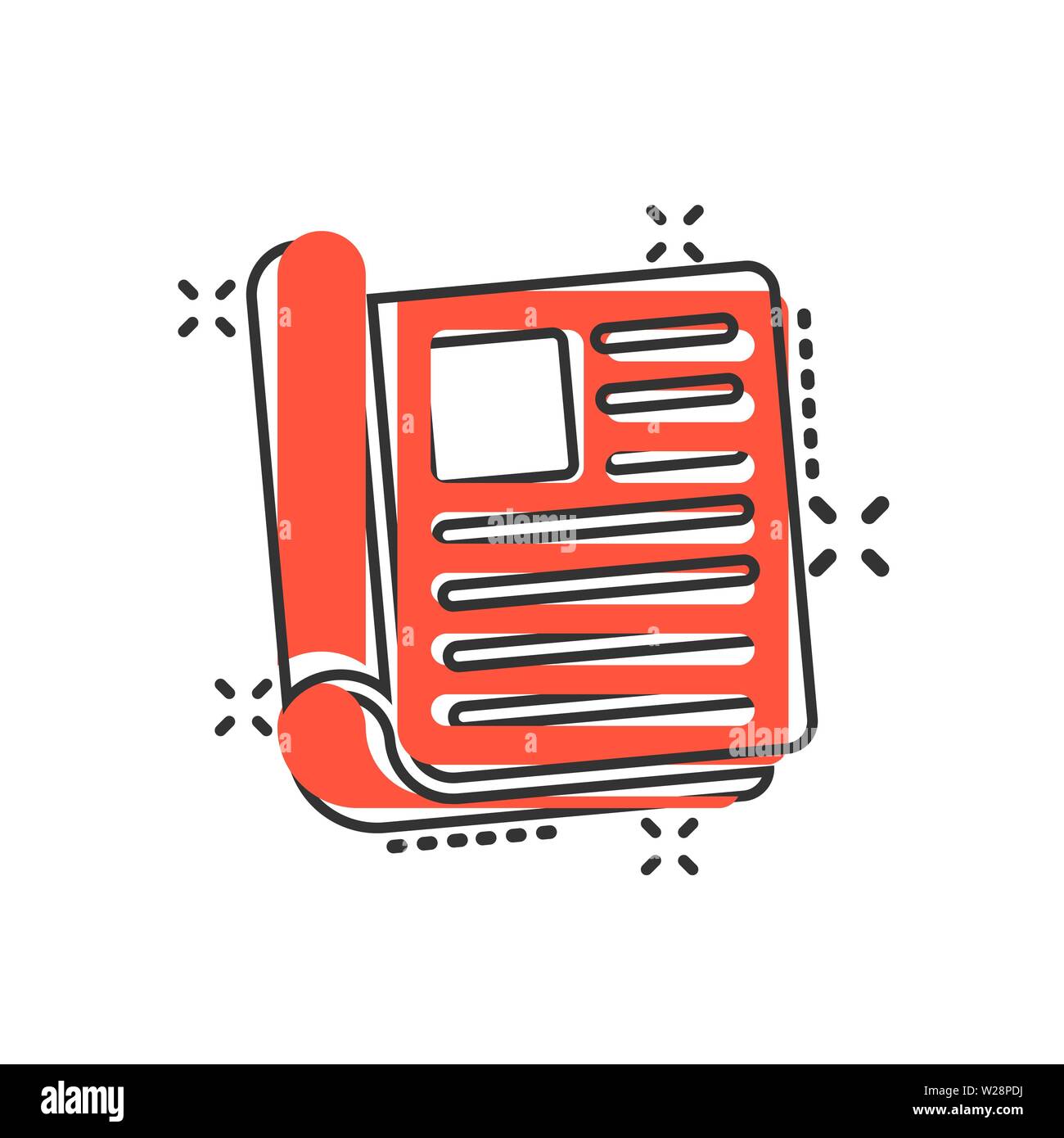 Magazine page icon in comic style. News vector cartoon illustration on ...