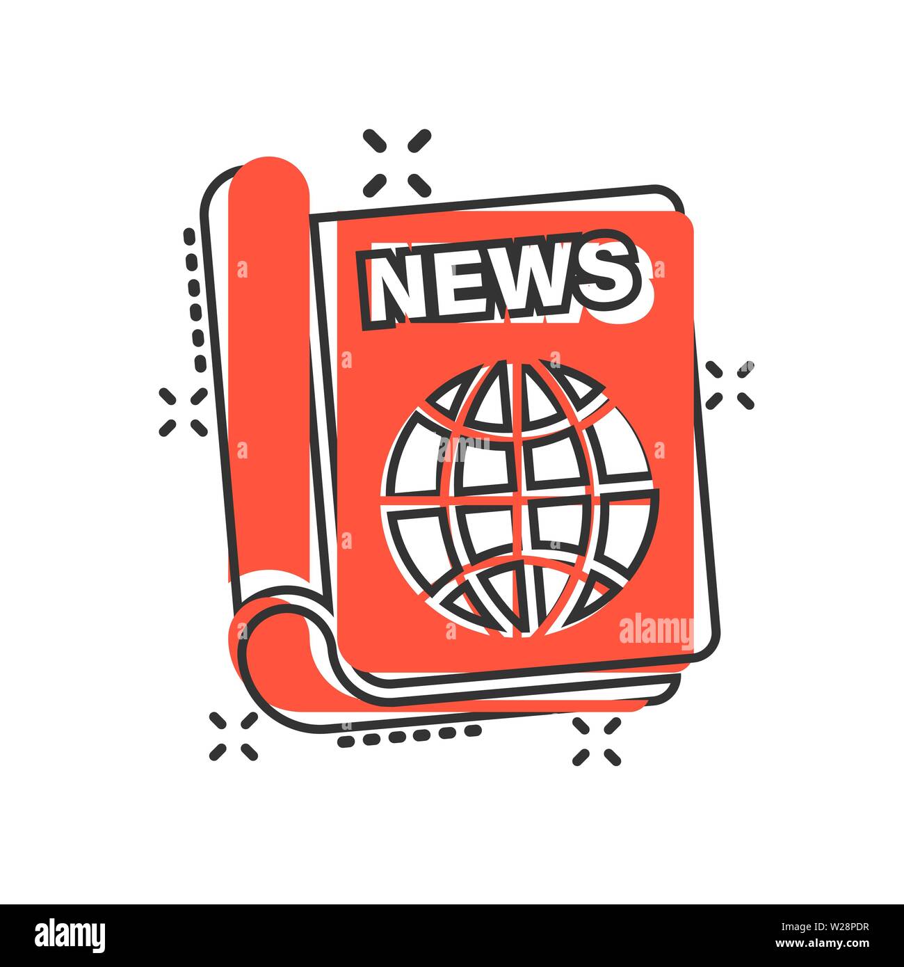 Newspaper icon in comic style. News vector cartoon illustration on ...