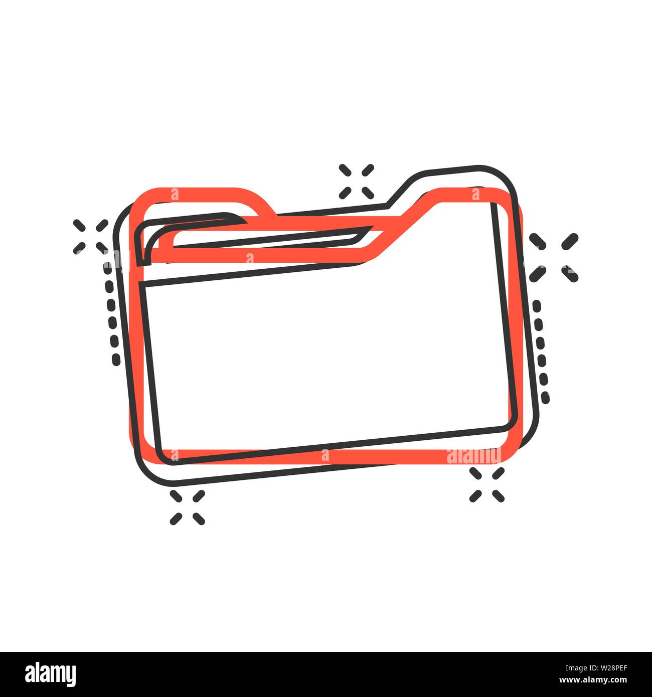 File folder icon in comic style. Documents archive vector cartoon ...