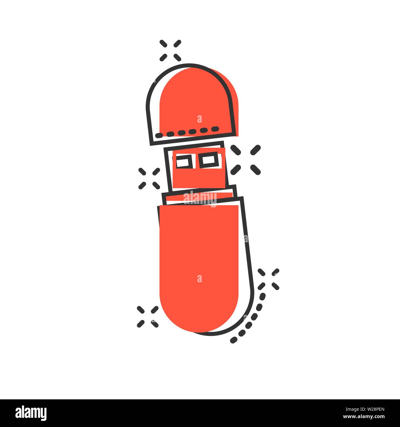 Usb drive icon in comic style. Flash disk vector cartoon illustration ...