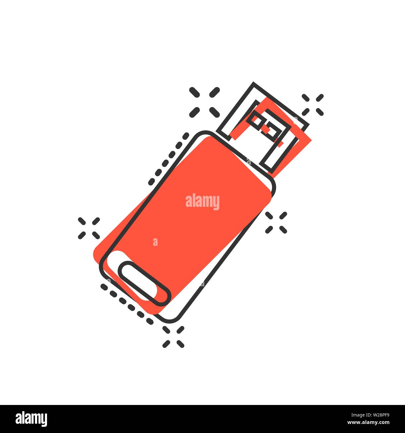 Usb drive icon in comic style. Flash disk vector cartoon illustration ...
