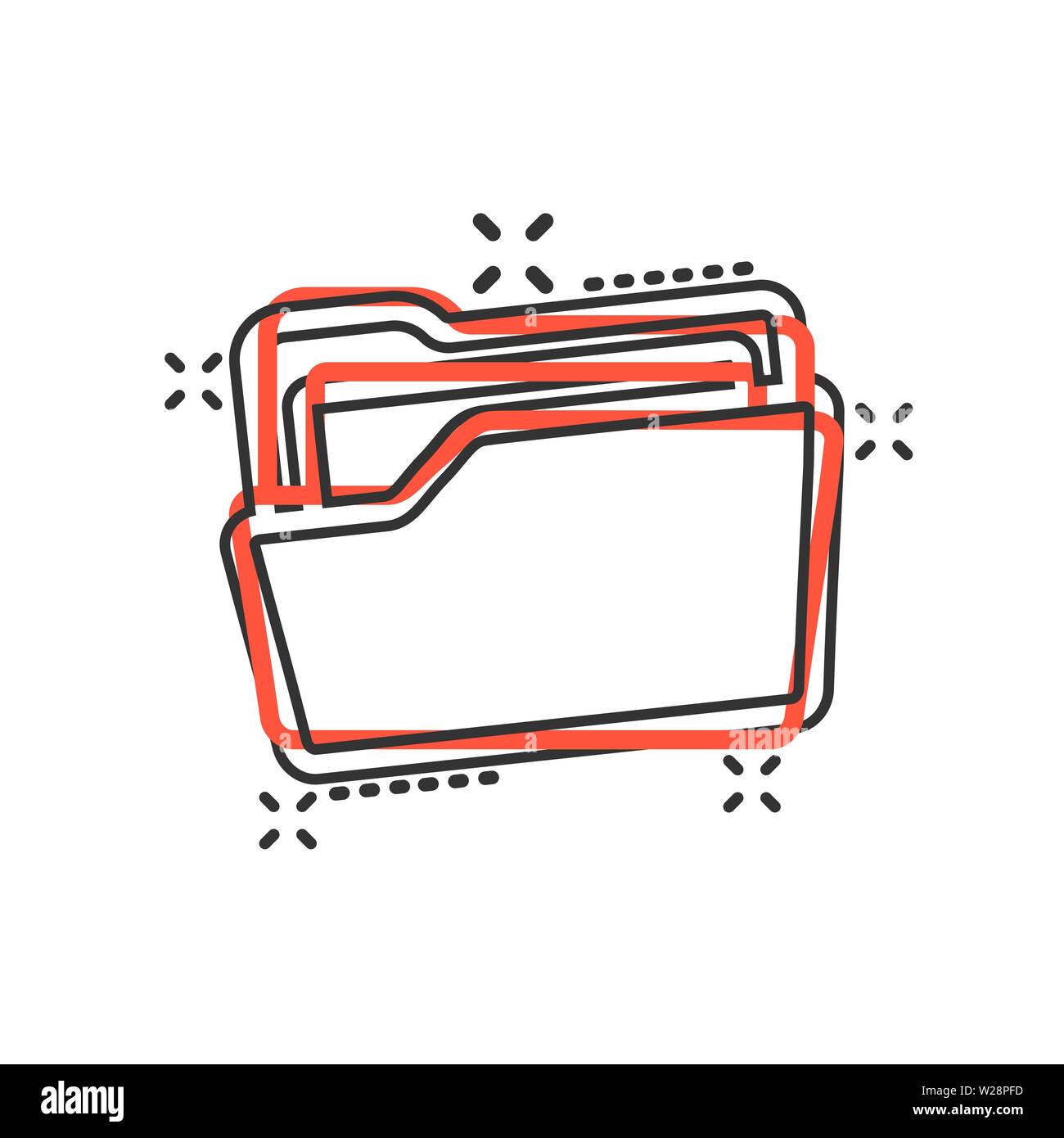 File folder icon in comic style. Documents archive vector cartoon ...