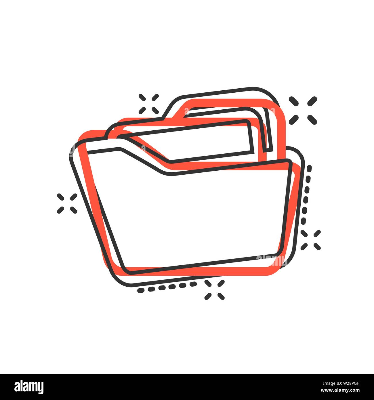 File folder icon in comic style. Documents archive vector cartoon ...