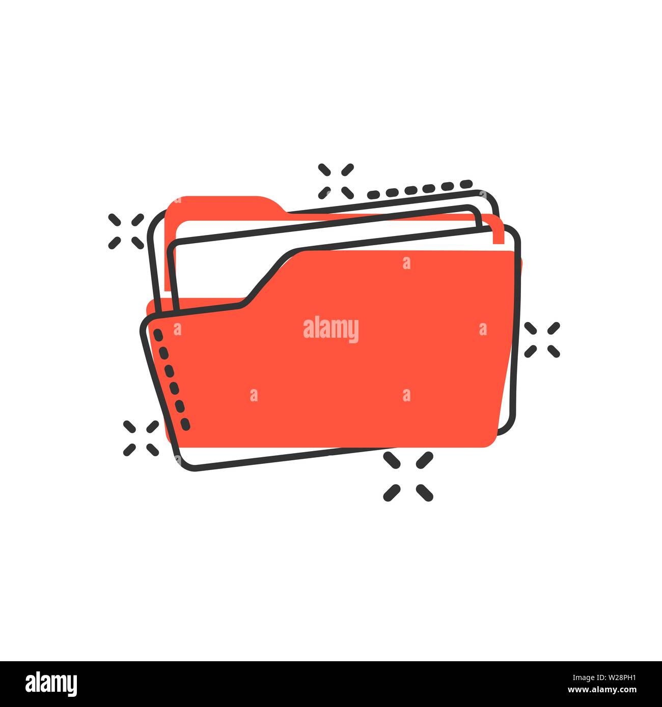 File folder icon in comic style. Documents archive vector cartoon ...