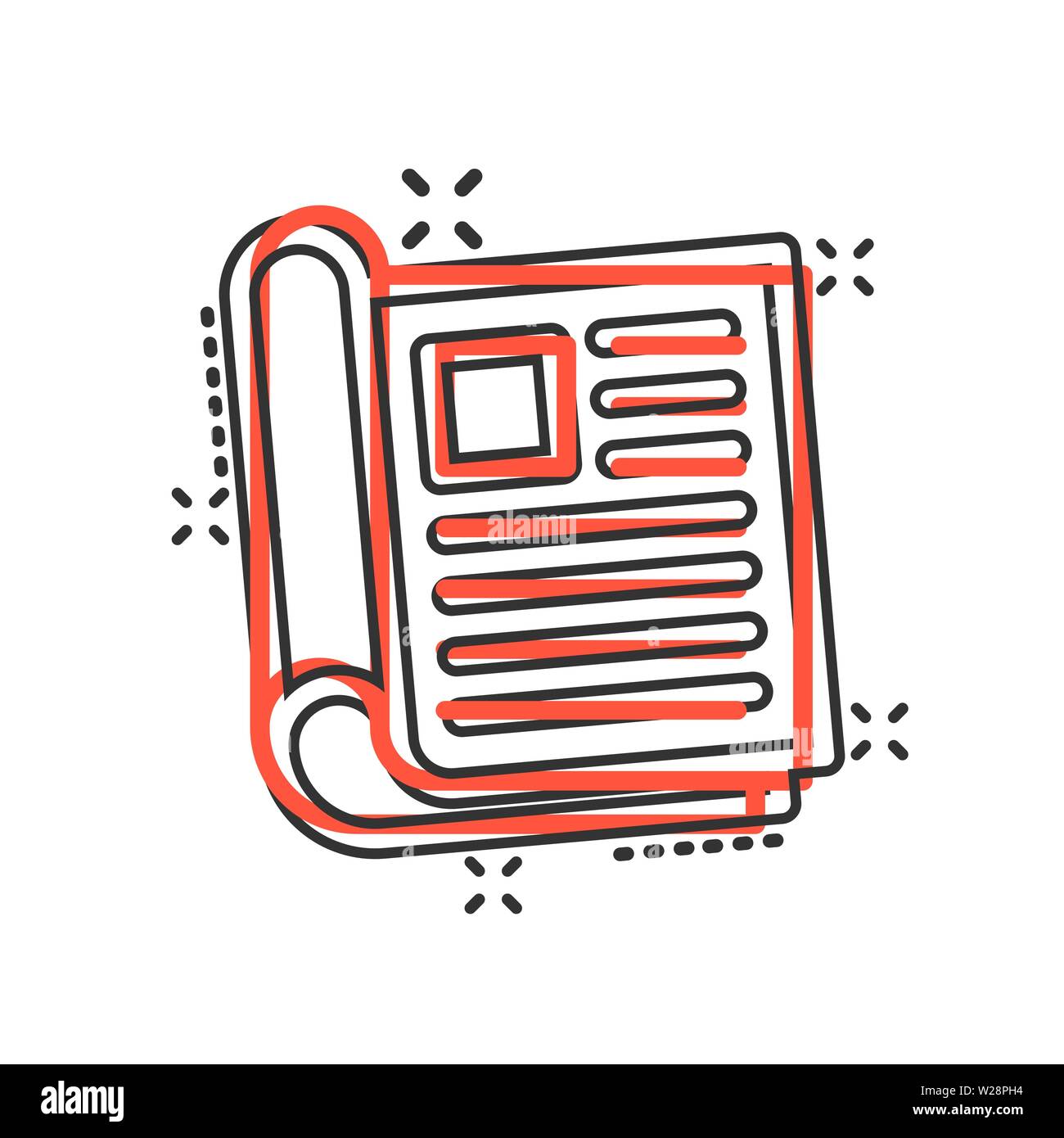 Magazine page icon in comic style. News vector cartoon illustration on ...