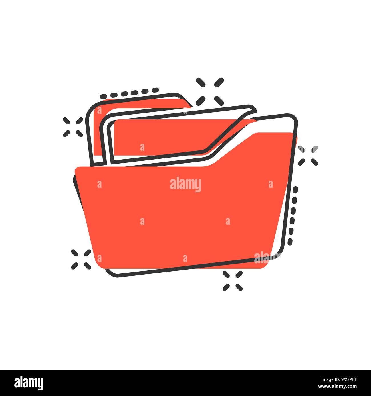 File folder icon in comic style. Documents archive vector cartoon ...