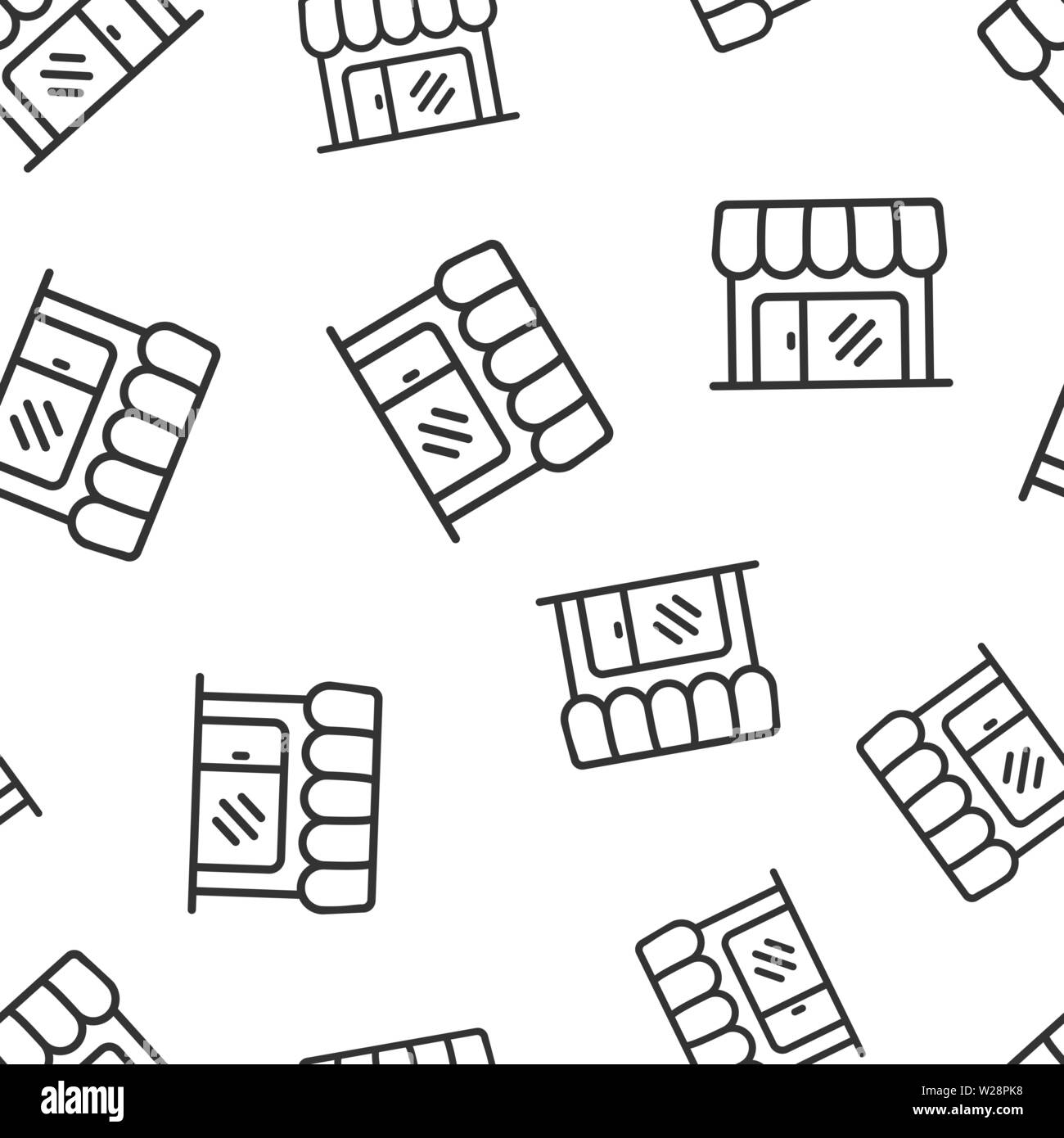 Grocery store icon seamless pattern background. Shop building vector ...