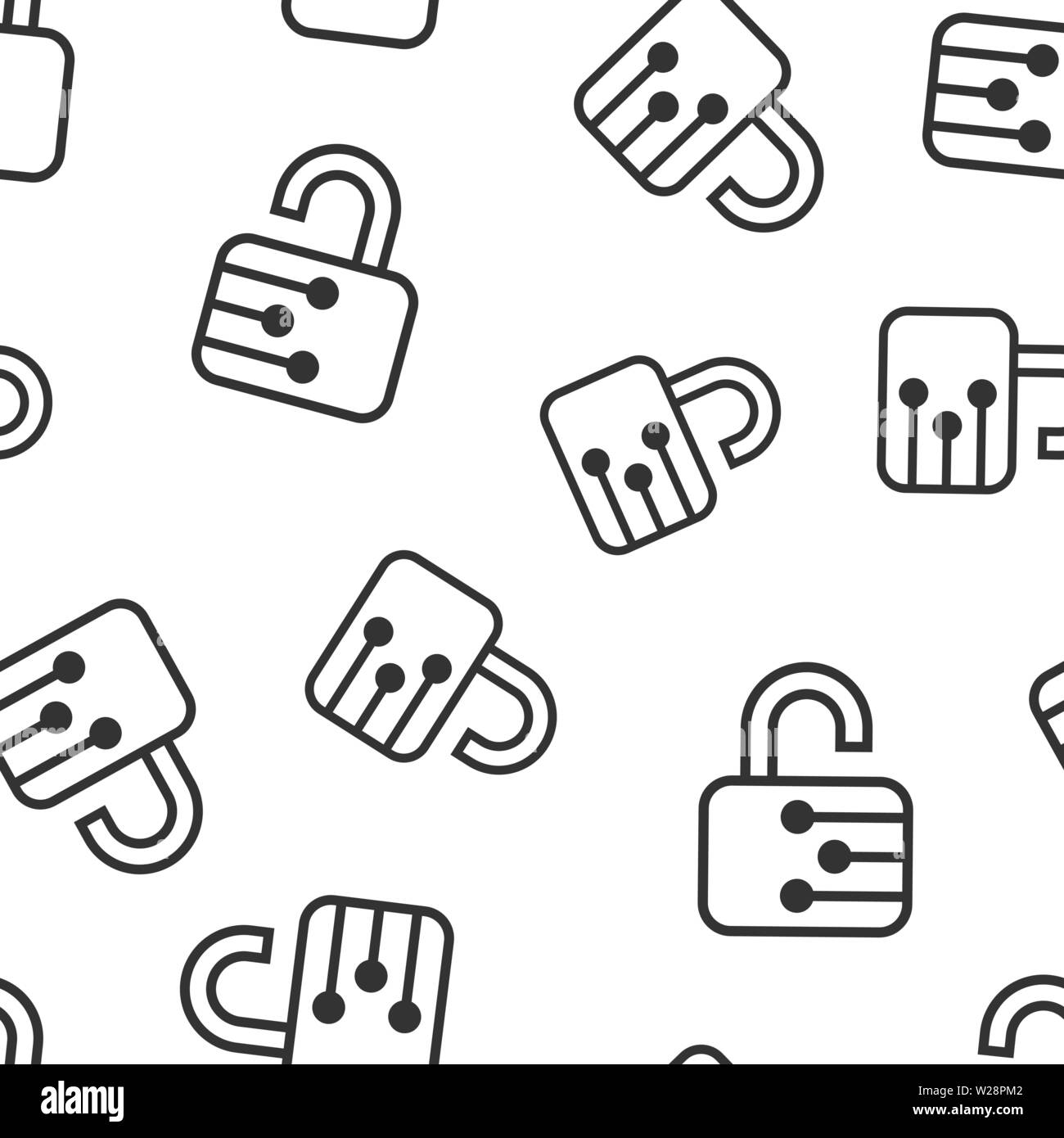 Cyber security icon seamless pattern background. Padlock locked vector ...