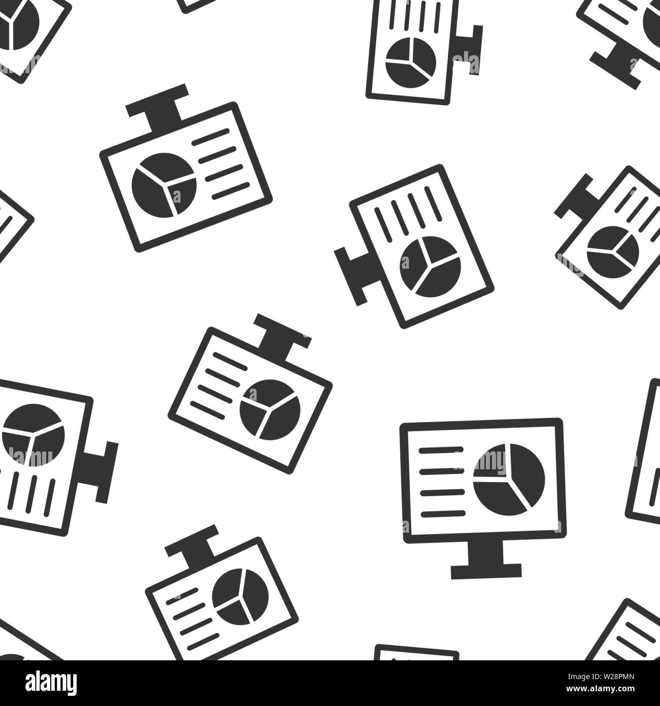 Analytic monitor icon seamless pattern background. Diagram vector illustration on white isolated ...