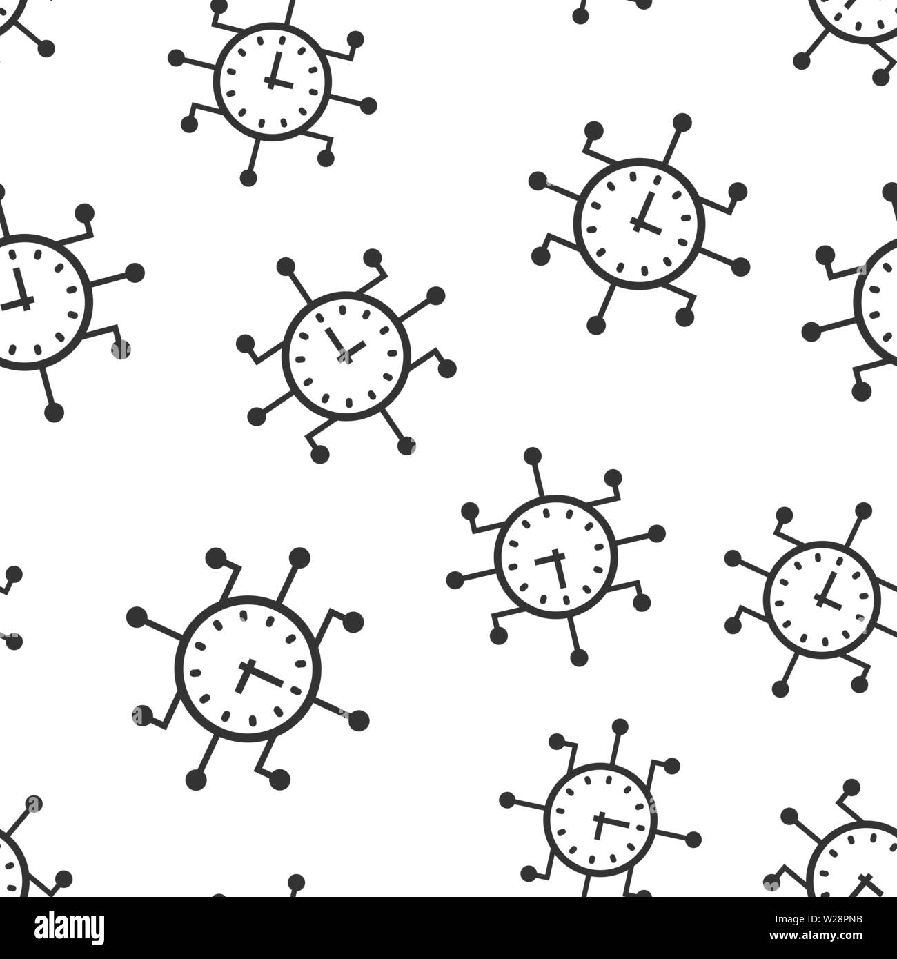 Real time icon seamless pattern background. Clock vector illustration ...
