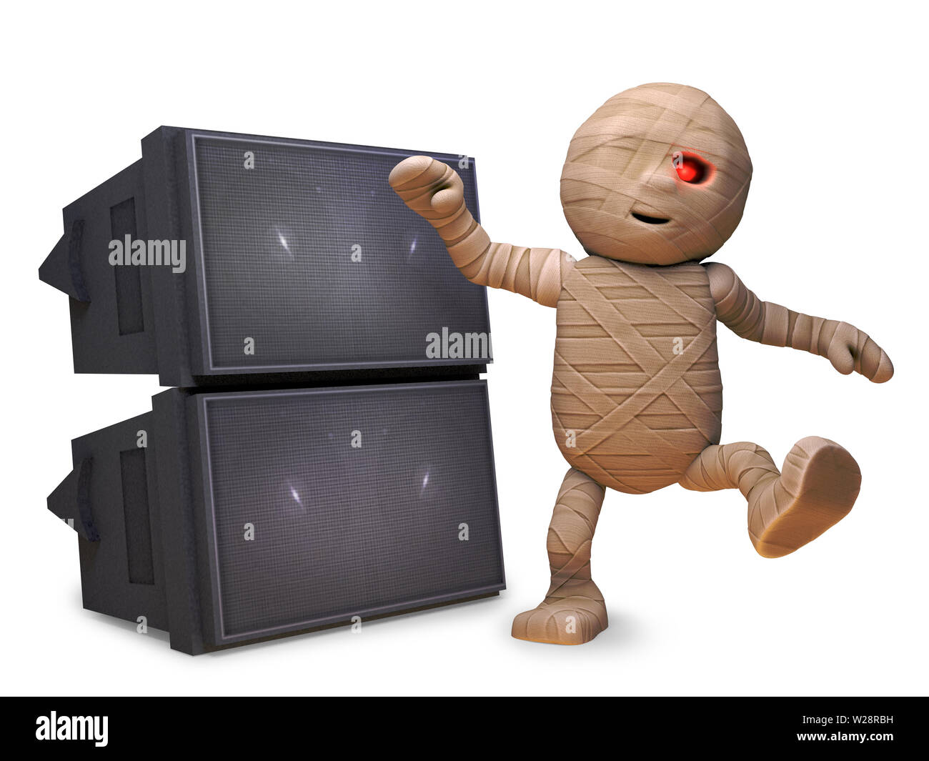 Crazy Egyptian mummy dancing in front of a loud sound system, 3d ...