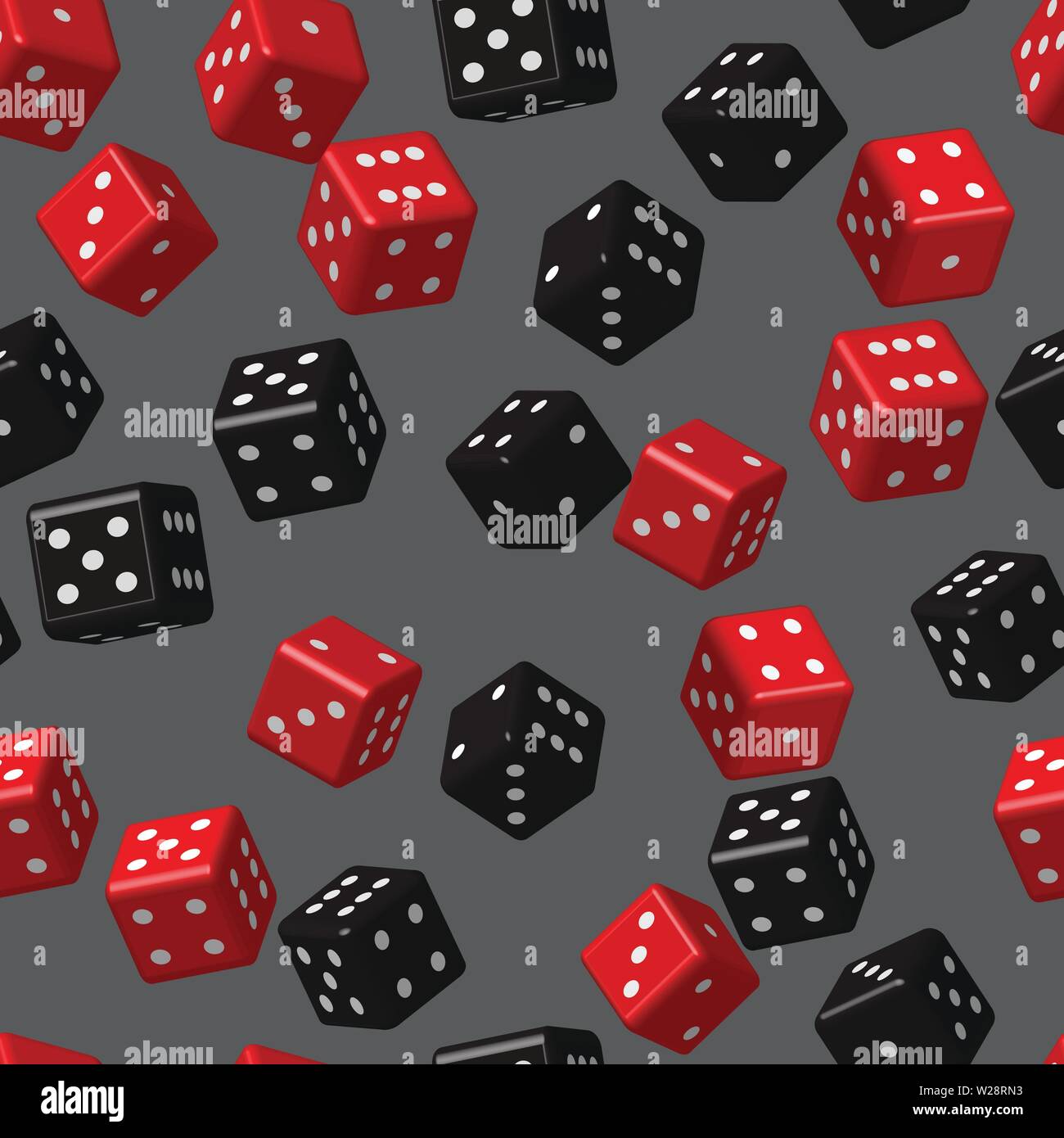 Red Black Dice Seamless Pattern, 3D Illustration Stock Vector Image ...