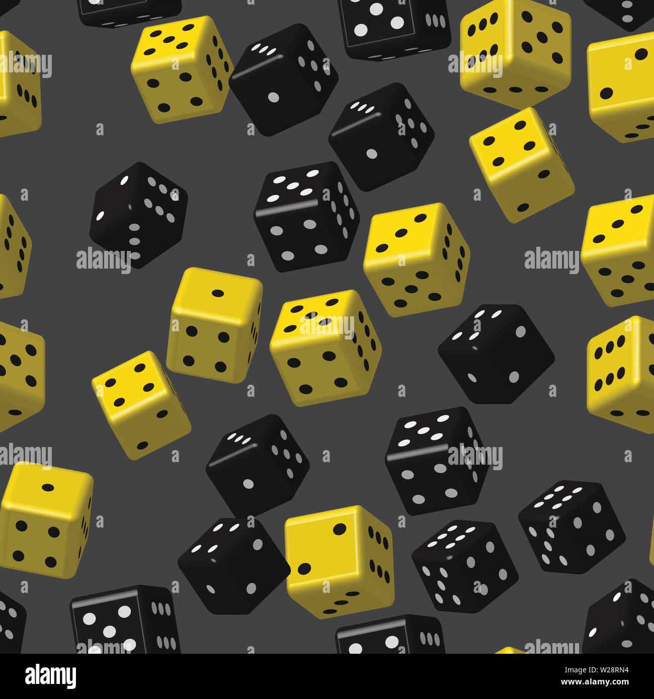 Yellow Black Dice Seamless Pattern, 3D Illustration Stock Vector Image ...