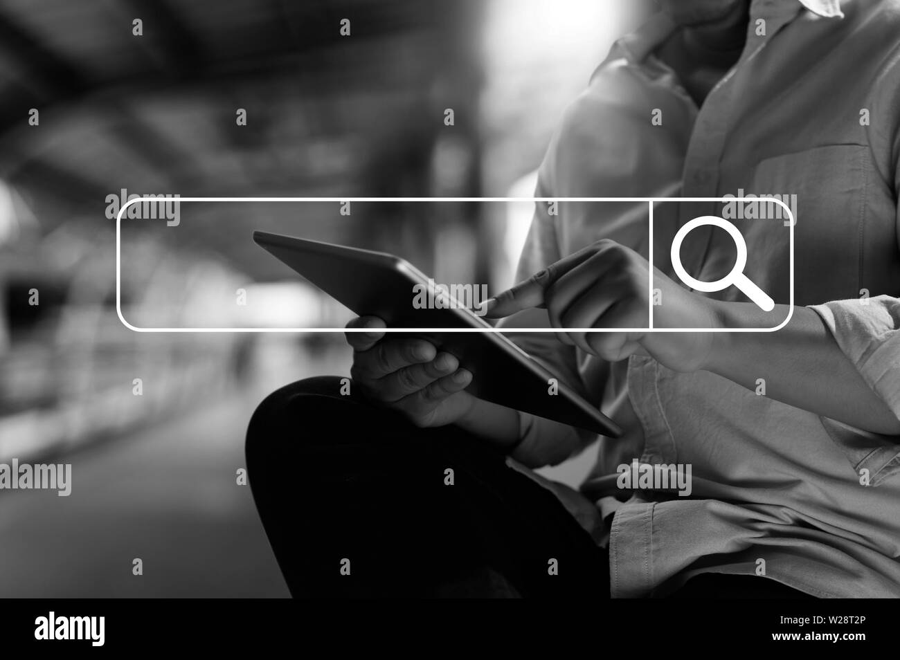 businessman using Searching Browsing Internet find what they are ...