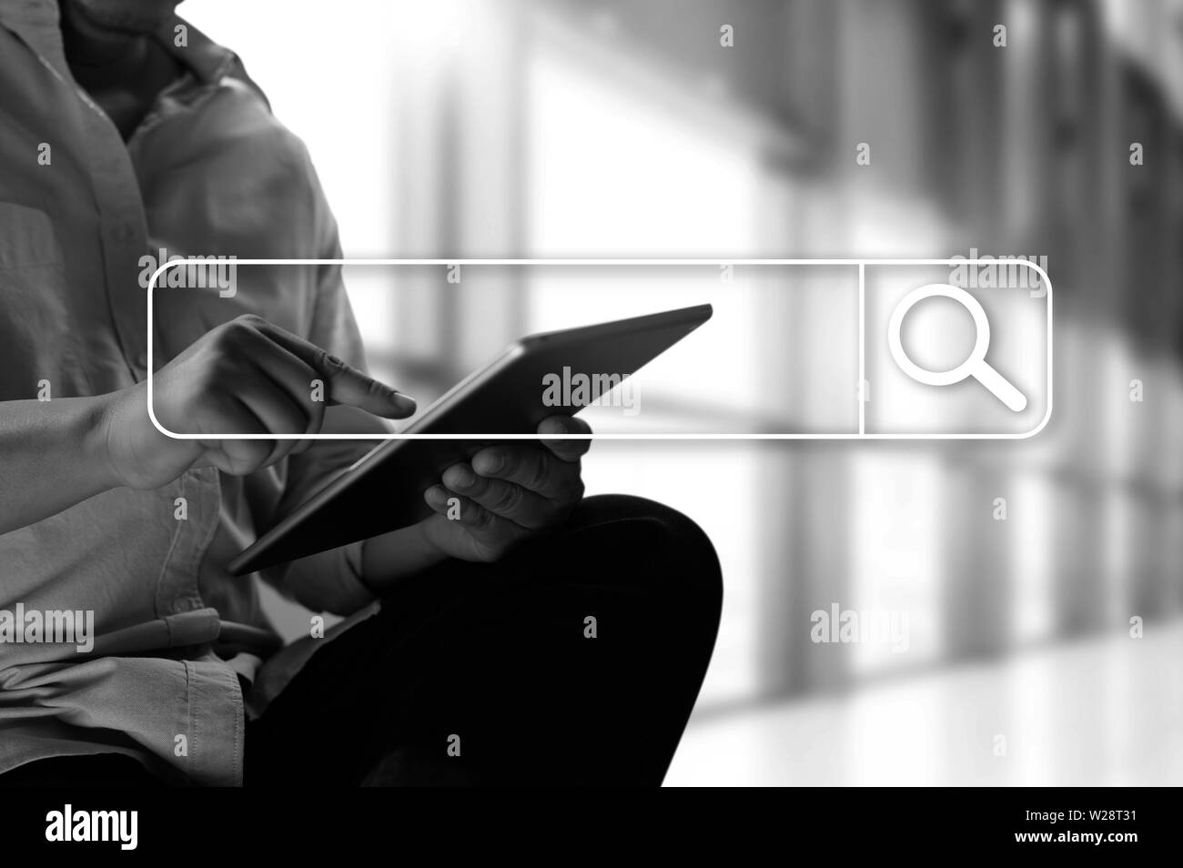 businessman using Searching Browsing Internet find what they are ...