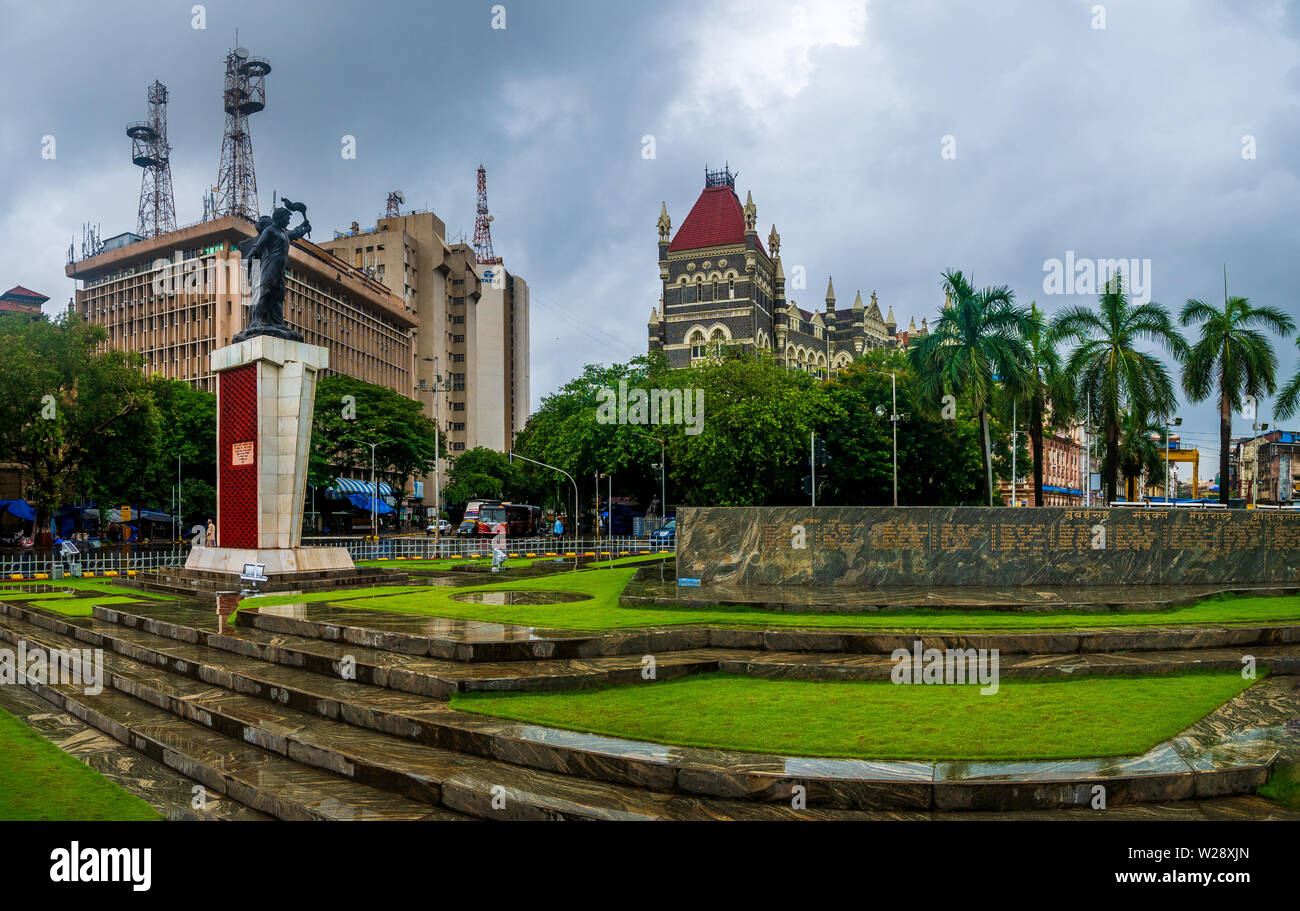 Mumbai, India - June 30, 2019 : Mumbai cityscape. Hutatma Chowk (Martyr ...