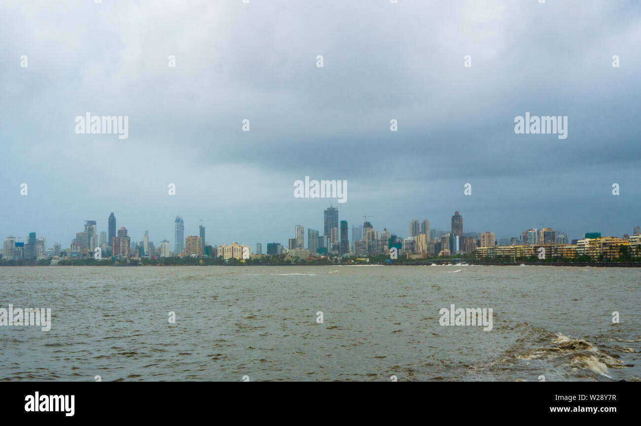 Mumbai skyscrappers. Mumbai Cityscape from Marine drive with Arabian ...