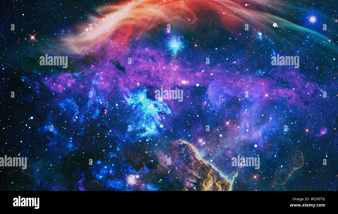 Giant glowing nebula. Space background with red nebula and stars ...