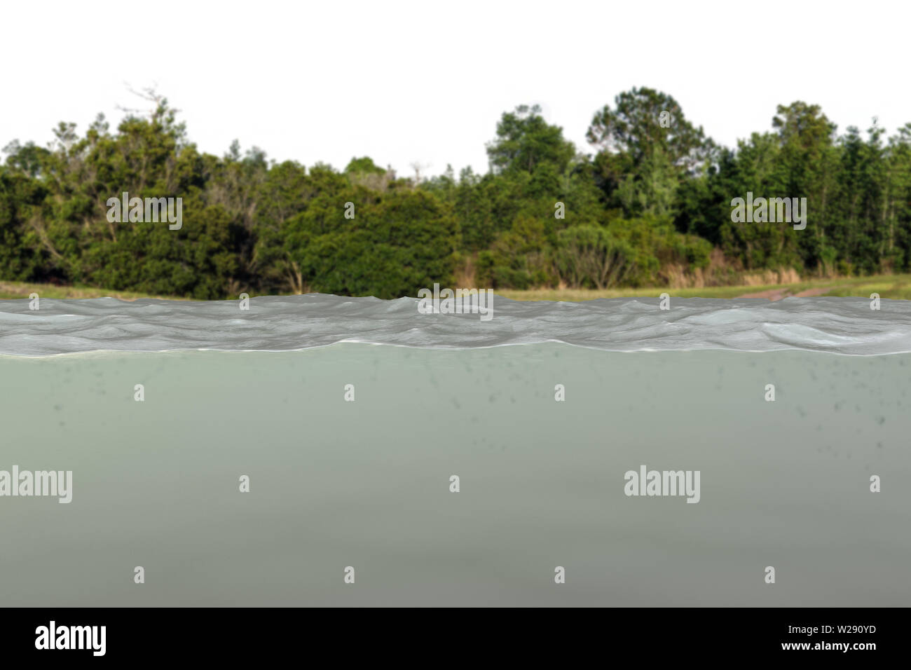 ocean water section facing the coastline 3d illustration Stock Photo ...