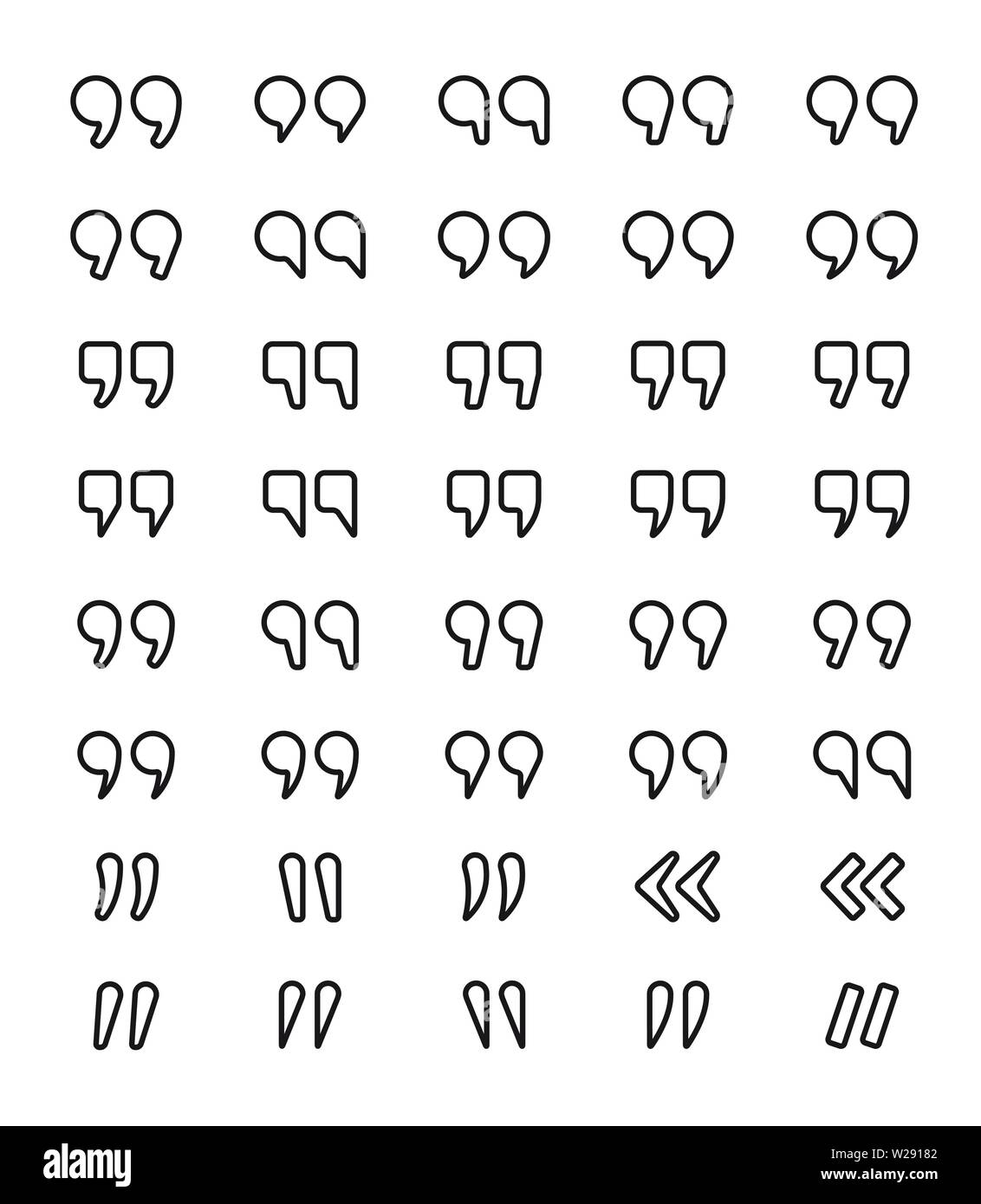 Quotes symbol set. Quotation mark signs in different styles. Citation ...