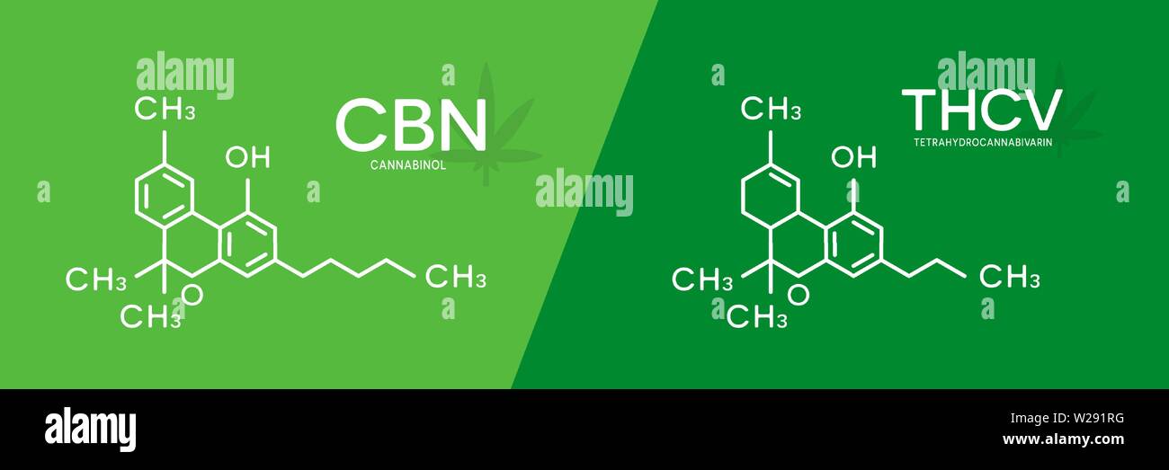 CBN and THCV formula. Cannabinol and tetrahydrocannabivarin molecule ...