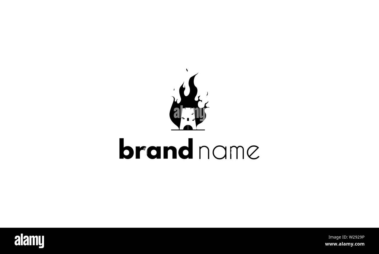 Vector logo on which is an abstract image of a burning tower Stock ...