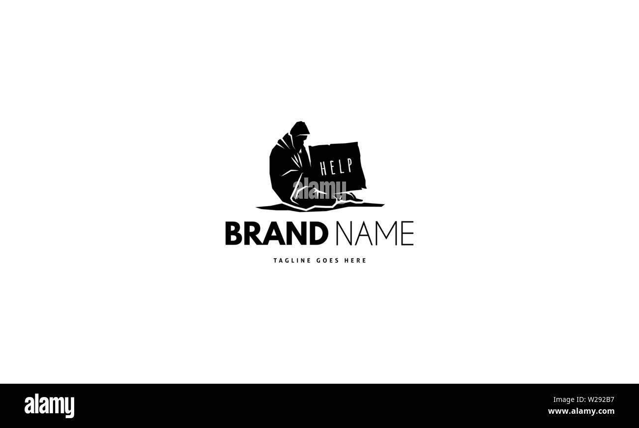 A vector logo on which is an abstract image of a homeless person who ...