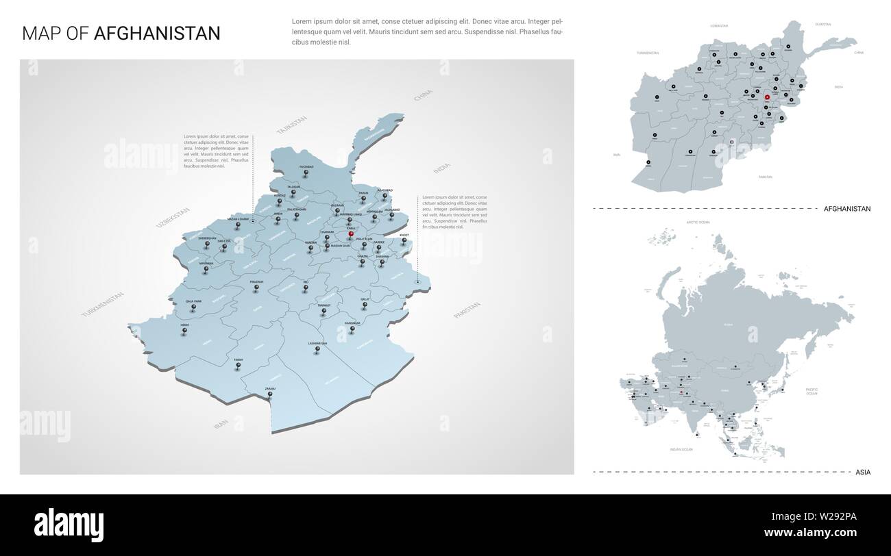 Vector set of Afghanistan country. Isometric 3d map, Afghanistan map ...