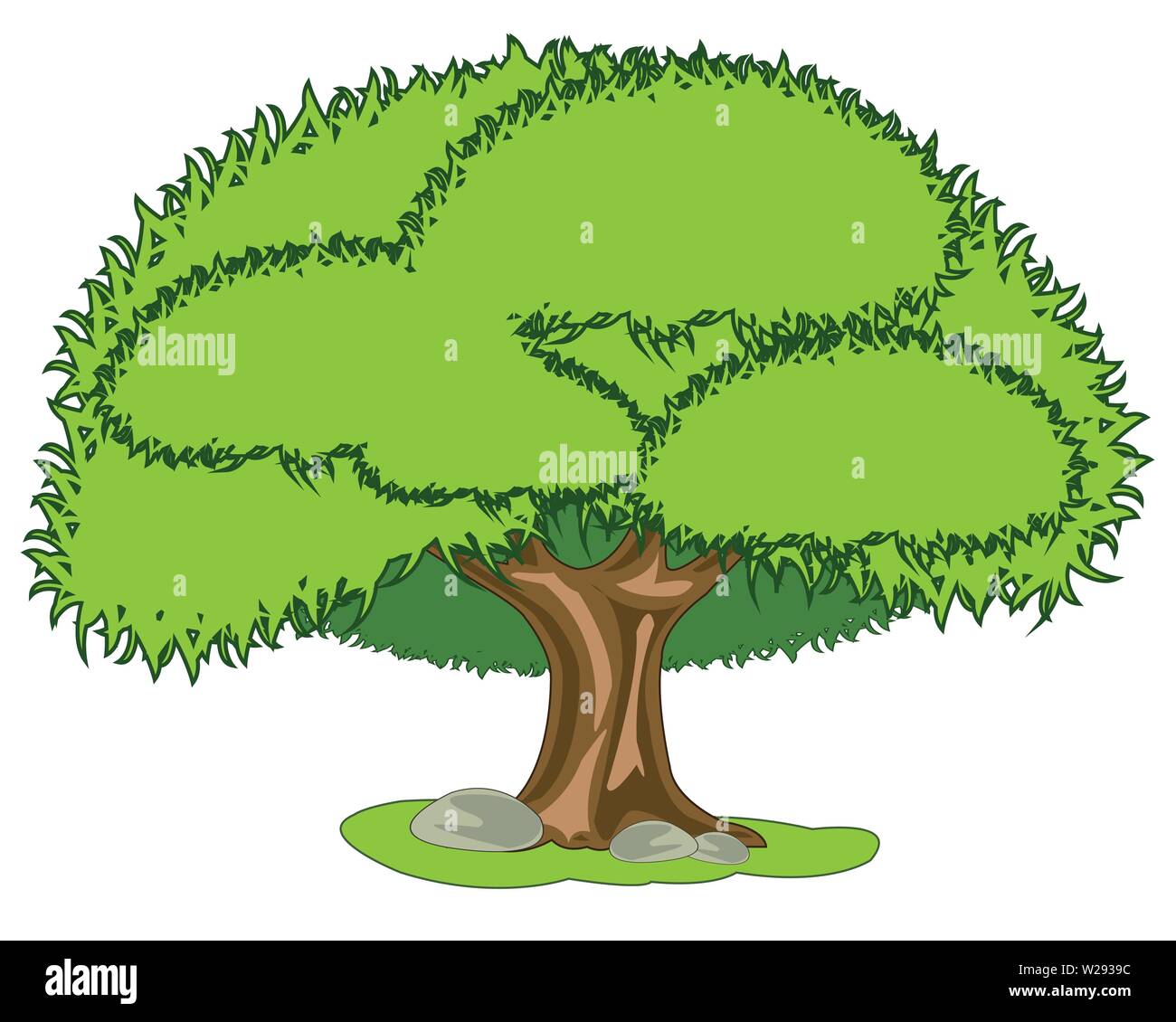 Big green tree on white background is insulated Stock Vector Image ...