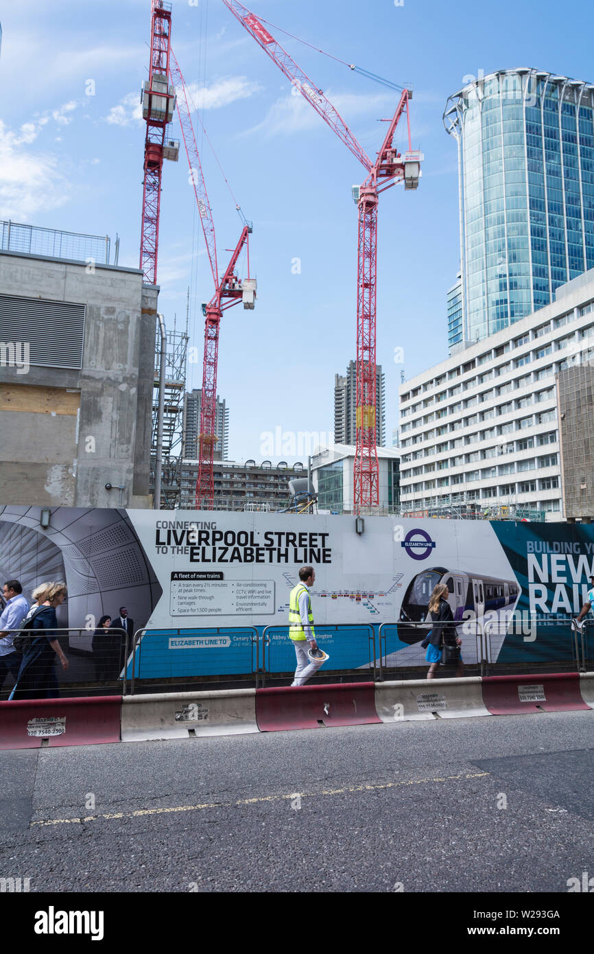 Connecting Liverpool Street to the Elizabeth Line hoarding outside ...