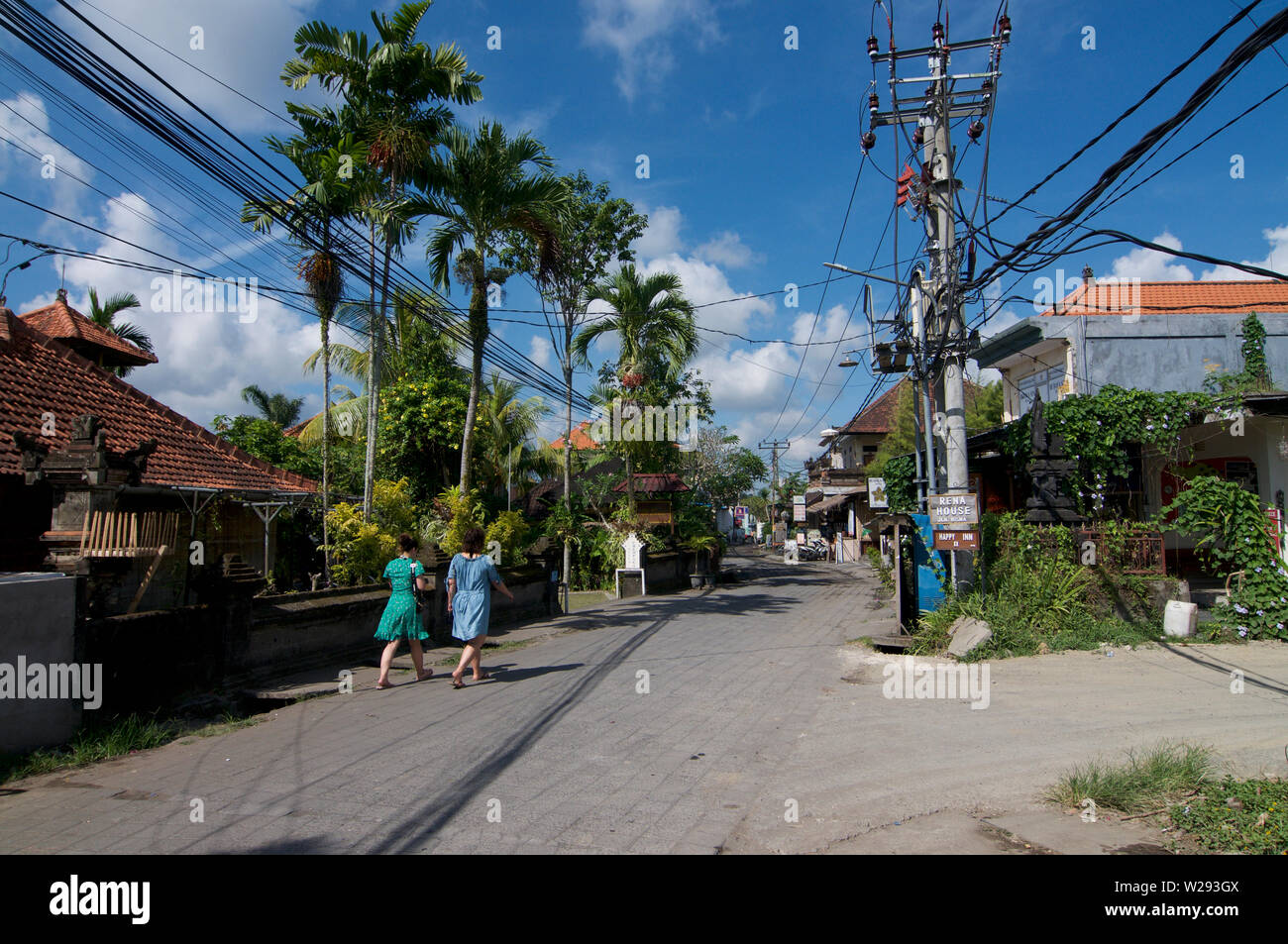 Ubud, Bali, Indonesia - 17th May 2019 : View on the Jalan Bilsma road ...