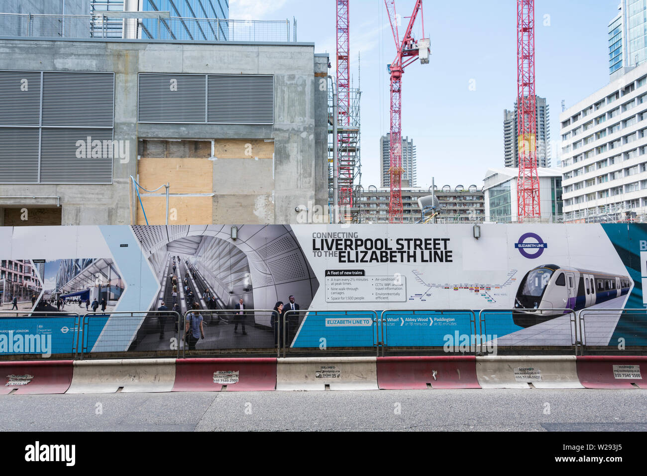 Connecting Liverpool Street to the Elizabeth Line hoarding outside ...