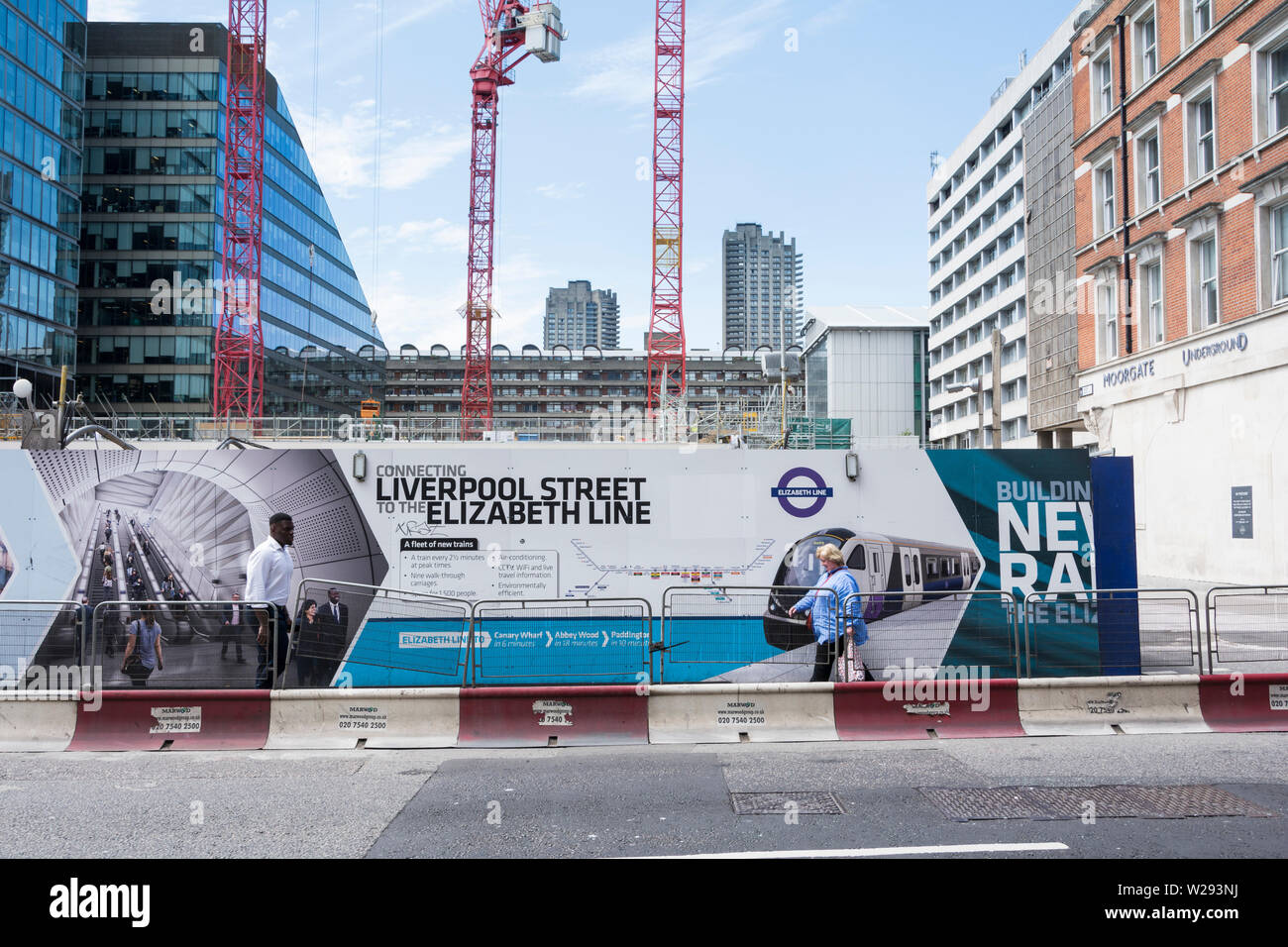 Connecting Liverpool Street to the Elizabeth Line hoarding outside ...
