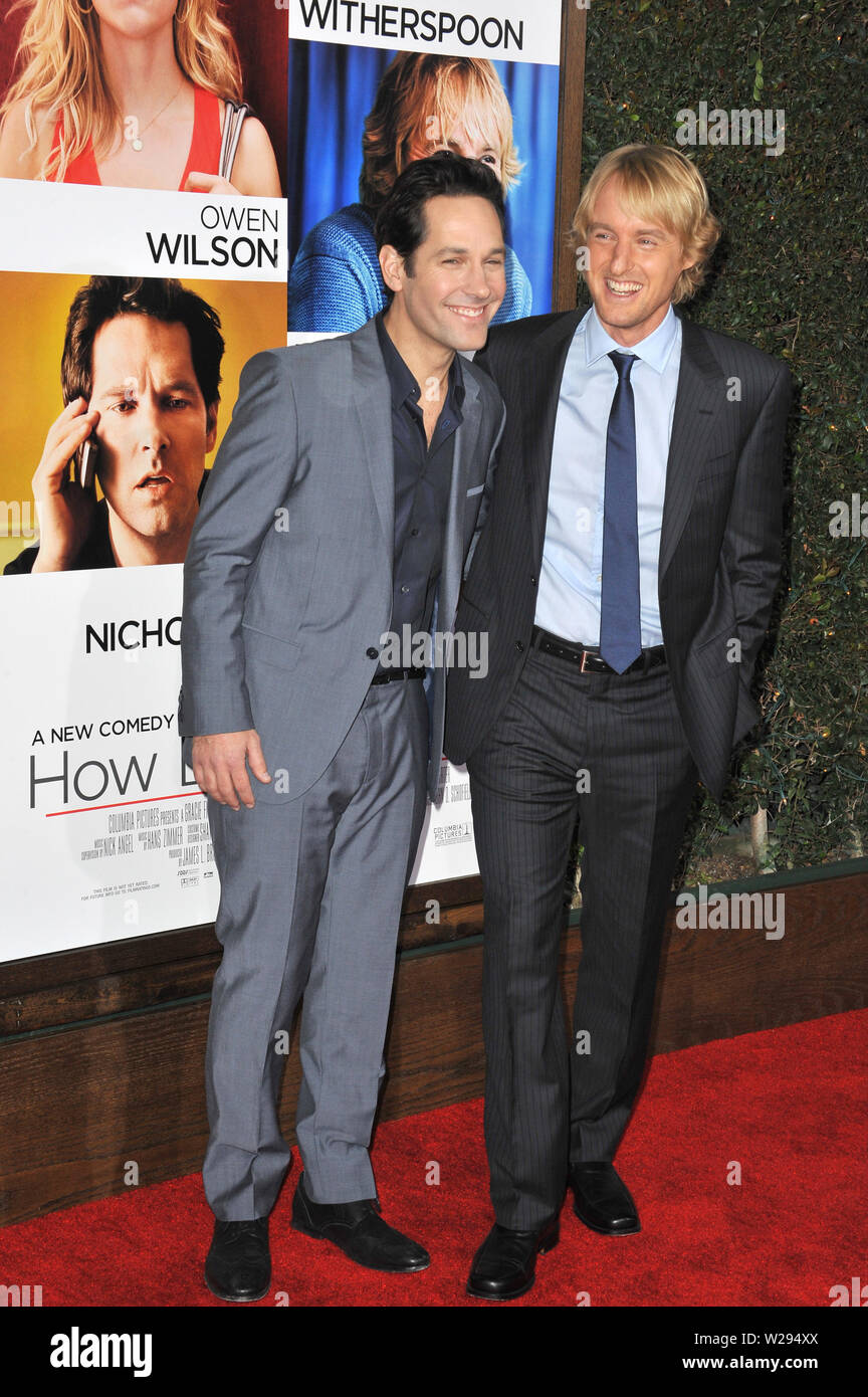 LOS ANGELES, CA. December 13, 2010: Paul Rudd (left) & Owen Wilson at ...