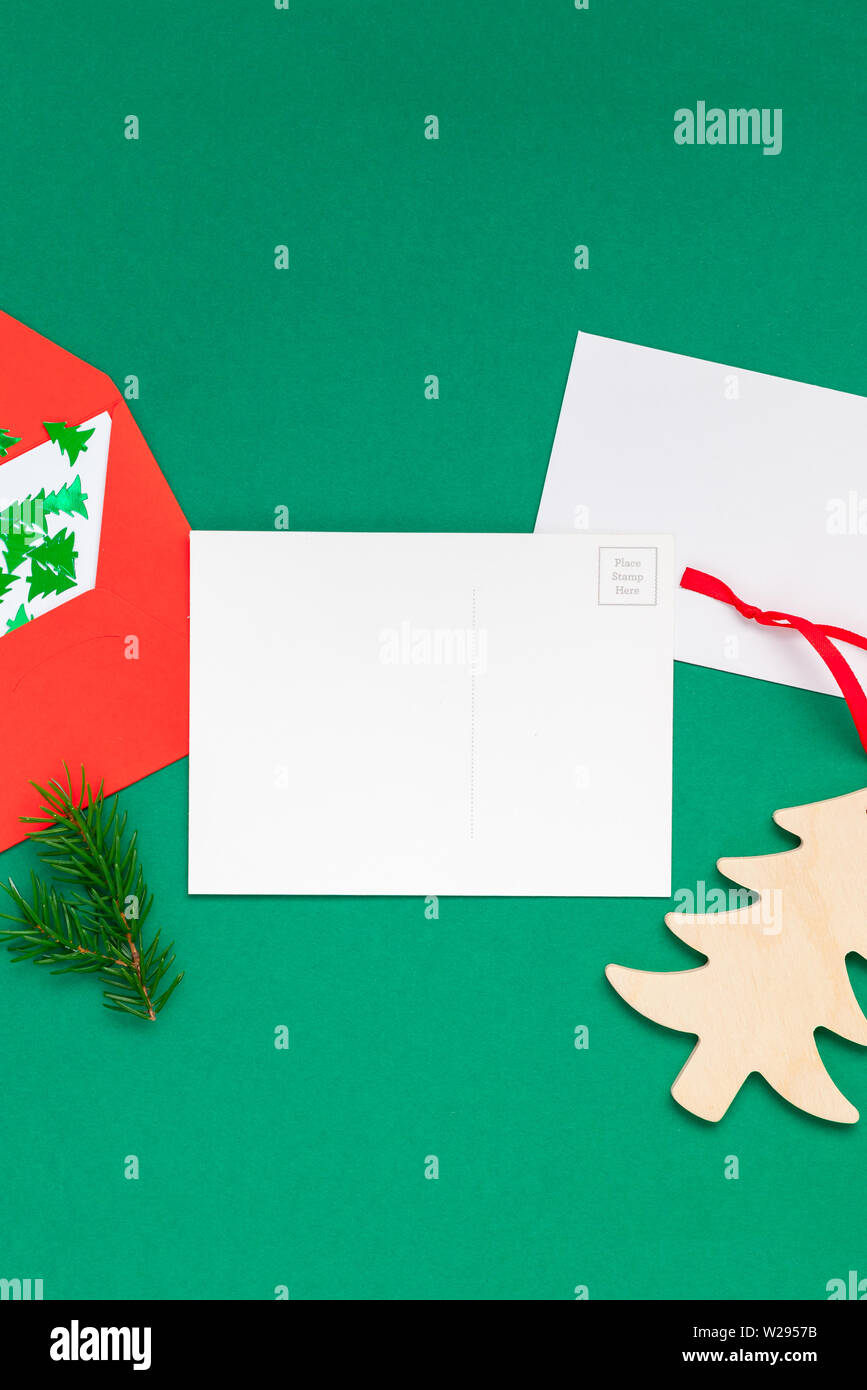 Creative New Year or Christmas greetings letter mockup flat lay top ...
