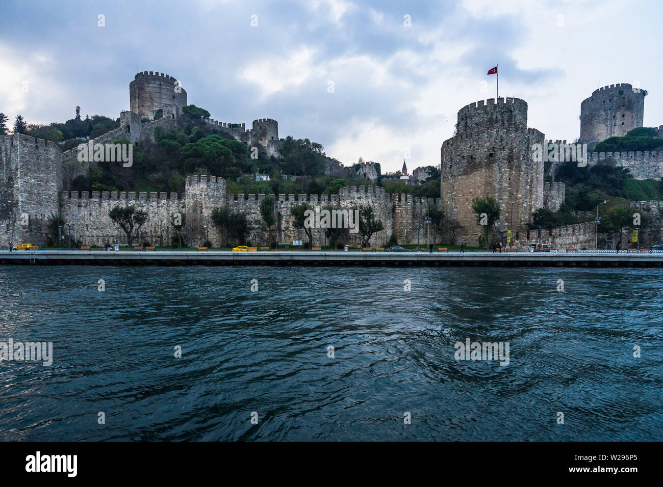 Rumeli Castle (Rumelihisari) viewed from on a ferry boat on the ...