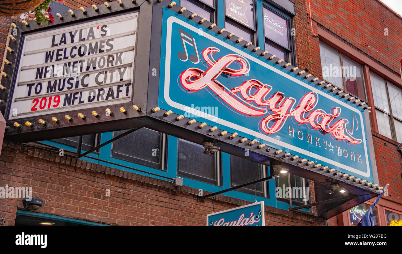 Famous Laylas at Nashville Broadway - NASHVILLE, USA - JUNE 15, 2019 ...