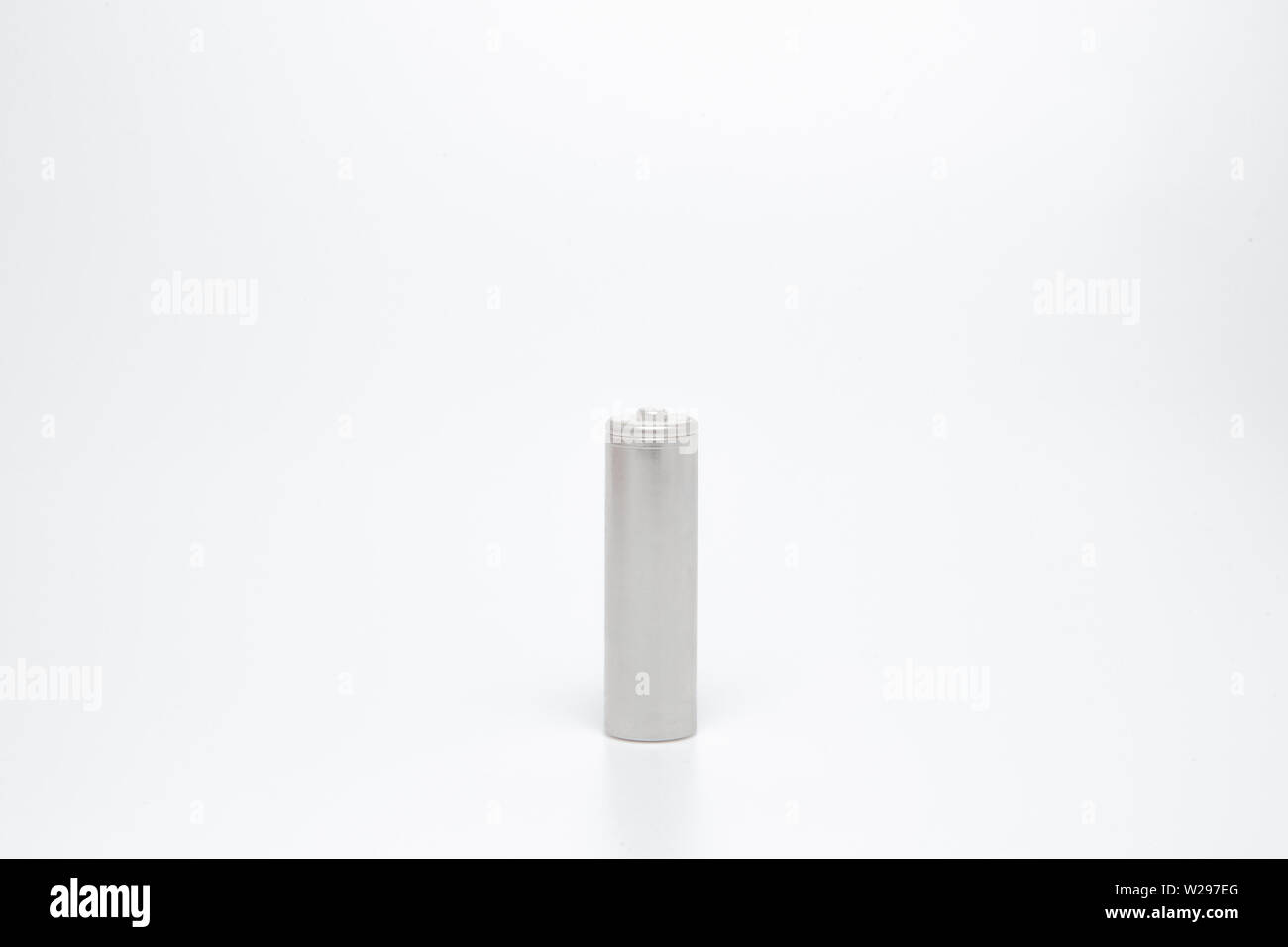 Close up grey AA batteries over white background with clipping path ...