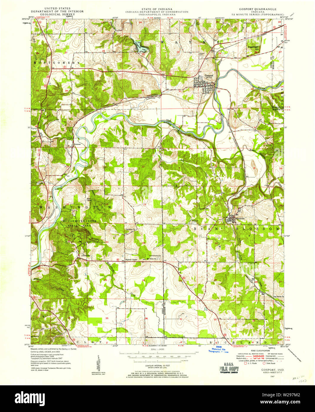 USGS TOPO Map Indiana IN Gosport 156540 1947 24000 Restoration Stock ...