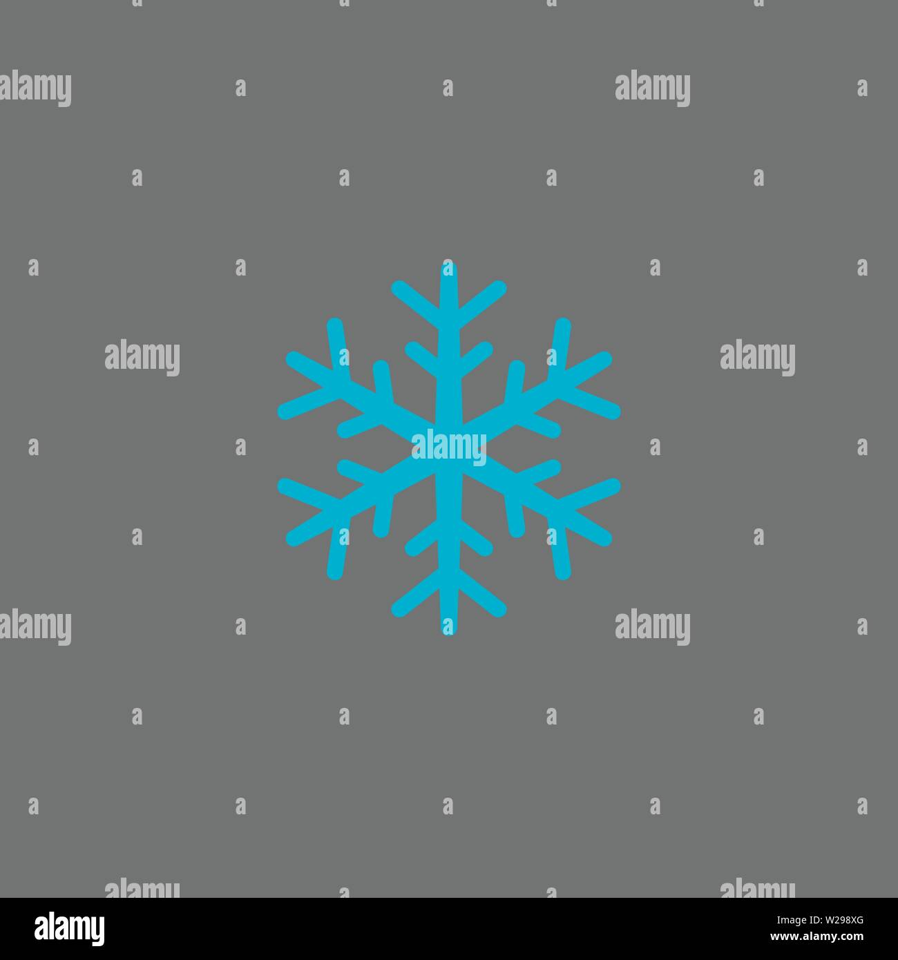 Blue flat snowflake. Icons isolated on a grey background. Snow ...