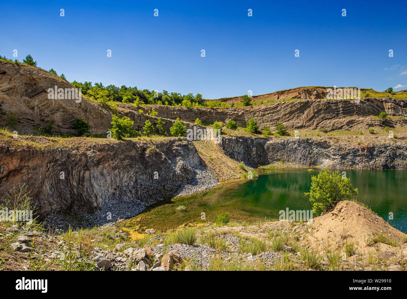 Amazing landscape of lake with crystal clear green water and perfect ...