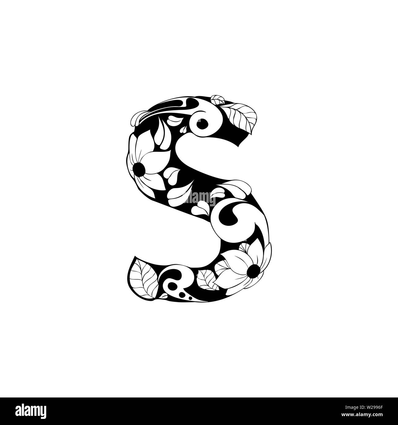 Floral font letter s hi-res stock photography and images - Alamy