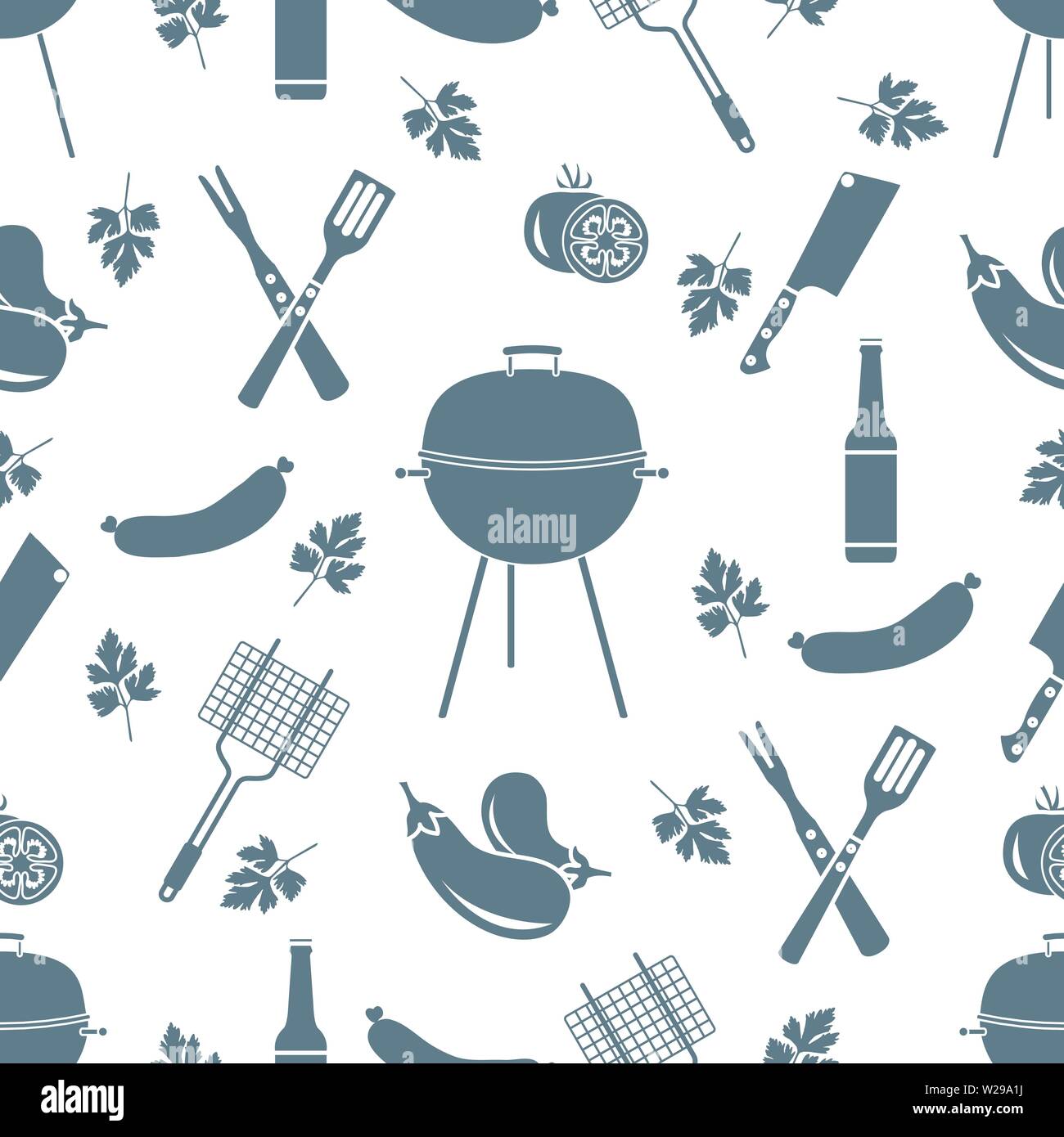 Seamless pattern with grill and barbecue tools. BBQ party background ...