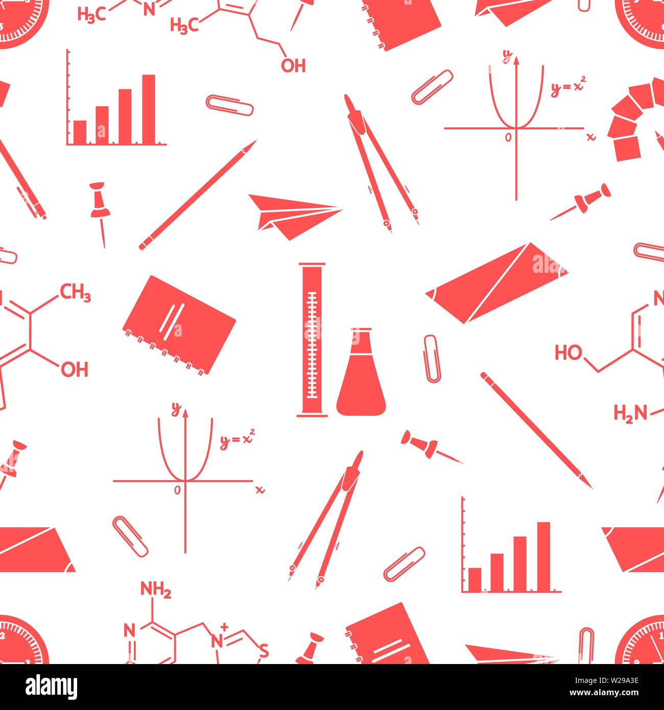 Vector seamless pattern with scientific, education elements: flasks ...