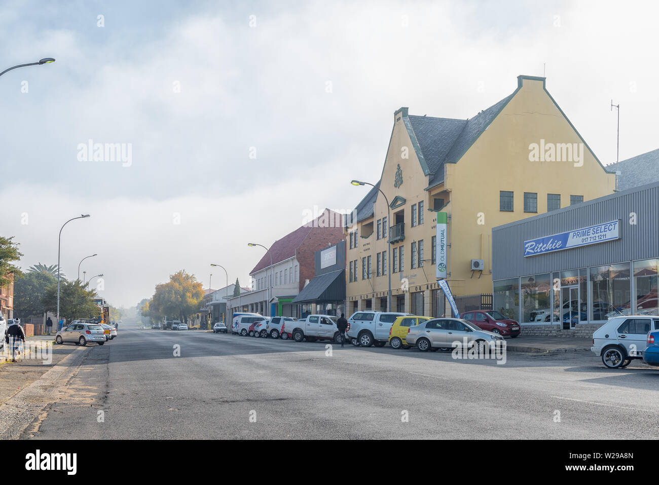 STANDERTON, SOUTH AFRICA - MAY 2, 2019: A street scene, with businesses ...