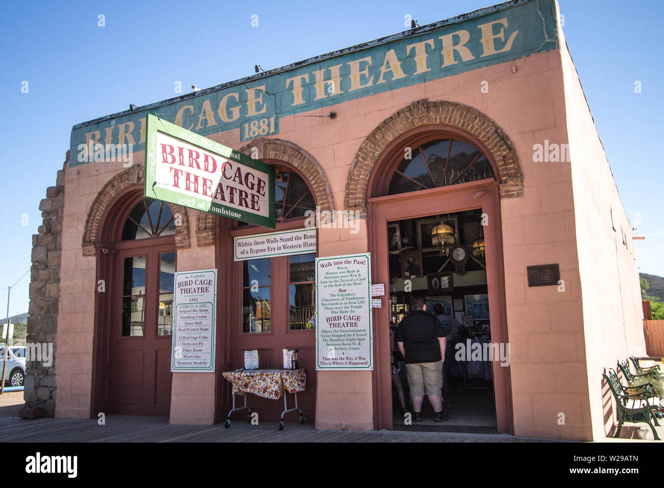 Tombstone, Arizona, USA - May 1, 2019: Exterior of the famous Bird Cage ...