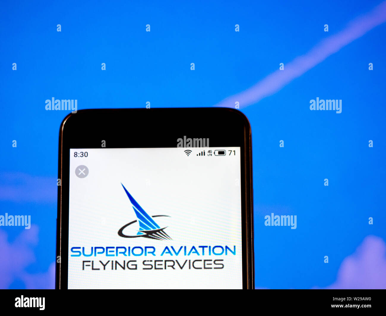 In this photo illustration the Superior Aviation logo is seen displayed ...