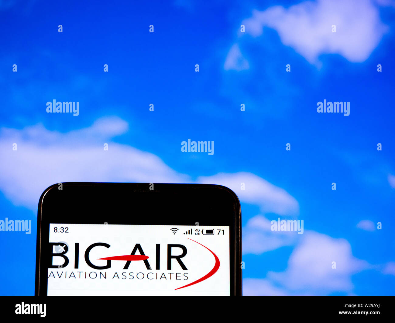 In this photo illustration the Big Air Aviation Associates logo is seen ...